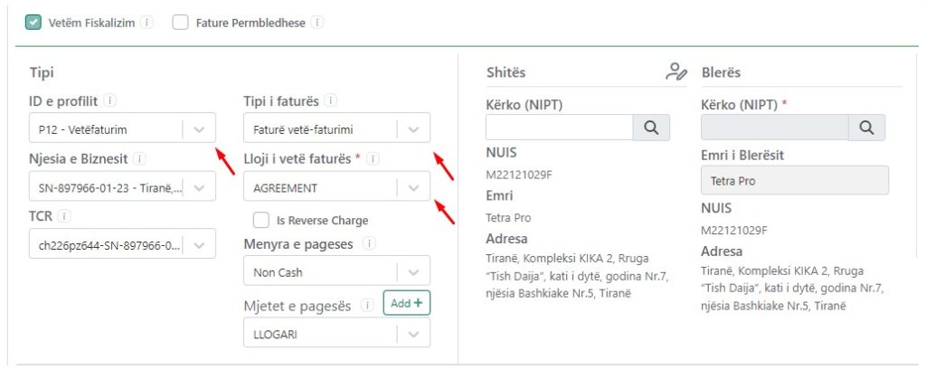 Si te kryej nje fature vete faturimi (P12)? - ProFisc Help